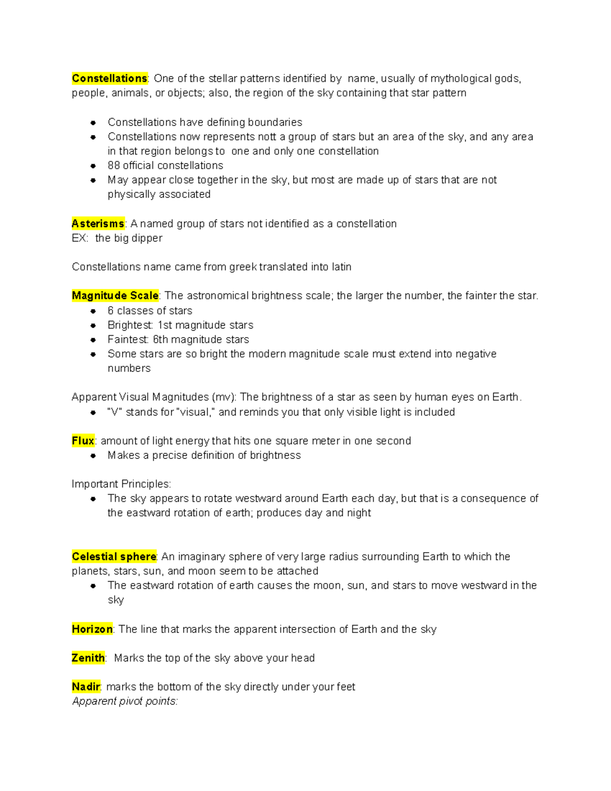 Astronomy Notes Chapter 2 - Constellations: One of the stellar patterns ...