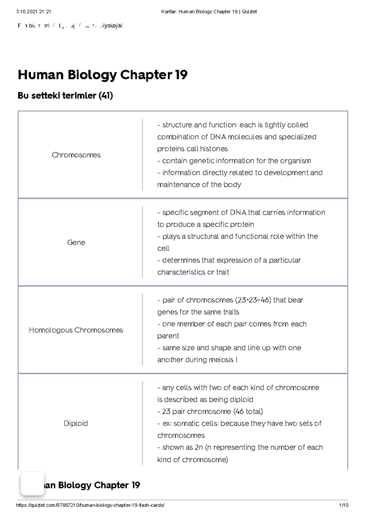 Ch19-quizlet - Chapter worksheets - Biology - Hacettepe - Studocu