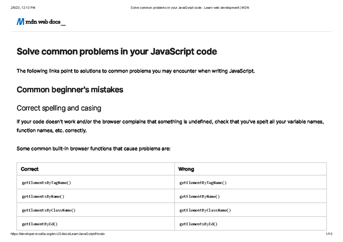 Solve Common Problems In Your Java Script Code Learn Development