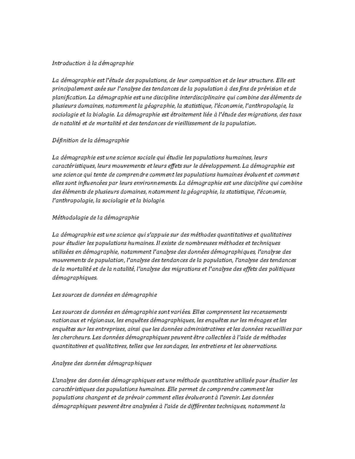 Demography Study Notes - Introduction à la démographie La démographie ...