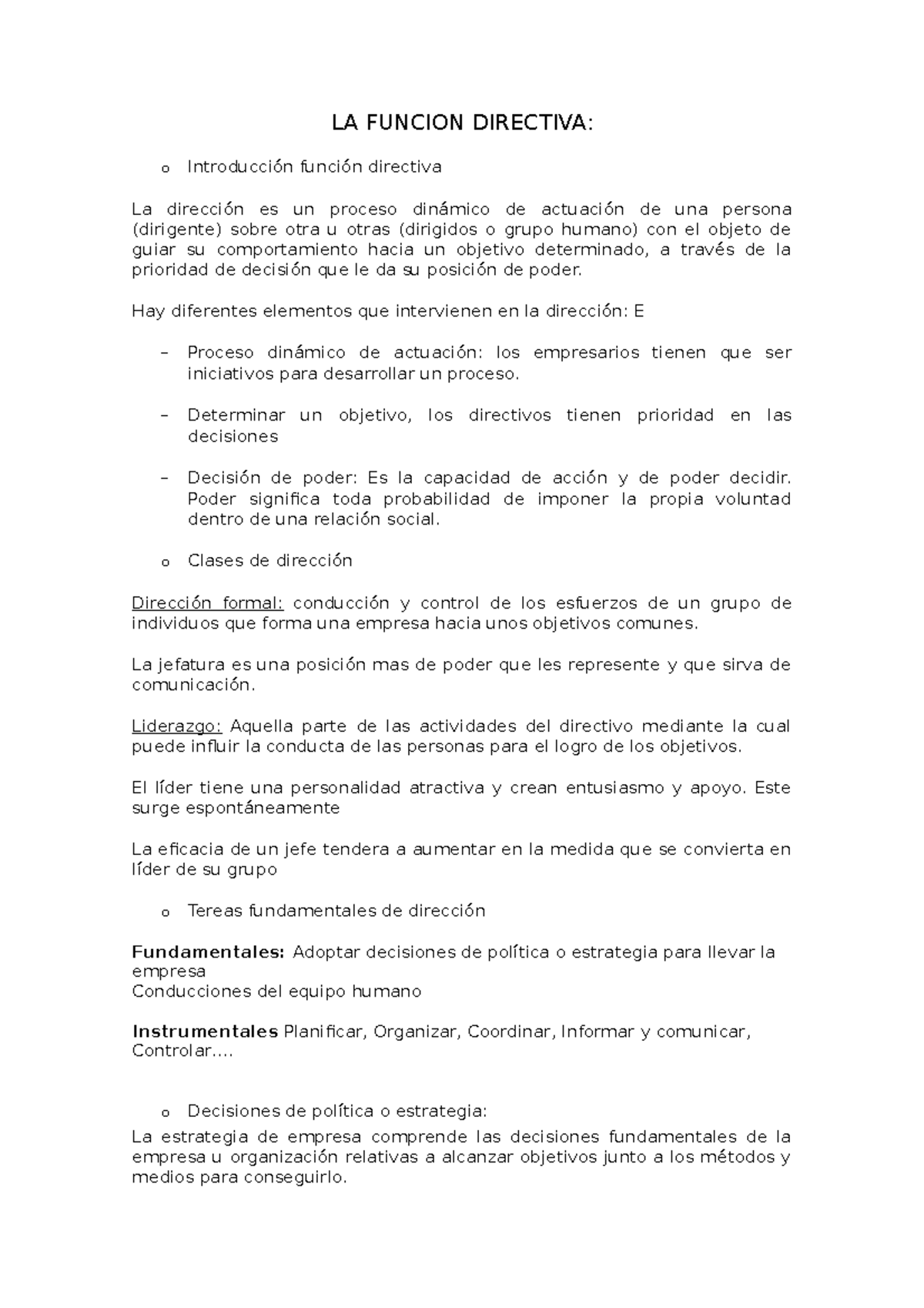 TEMA 2- Funcion Directiva - LA FUNCION DIRECTIVA: o Introducción ...