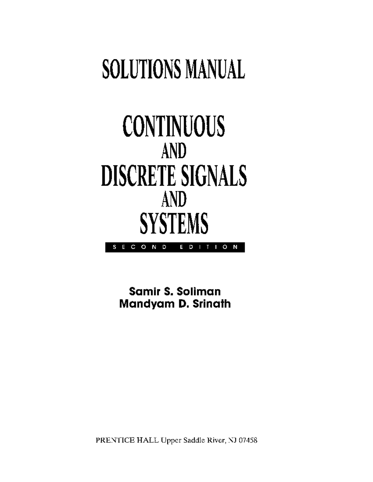 Continuous and Discrete Signals and Systems solution - Electronic ...