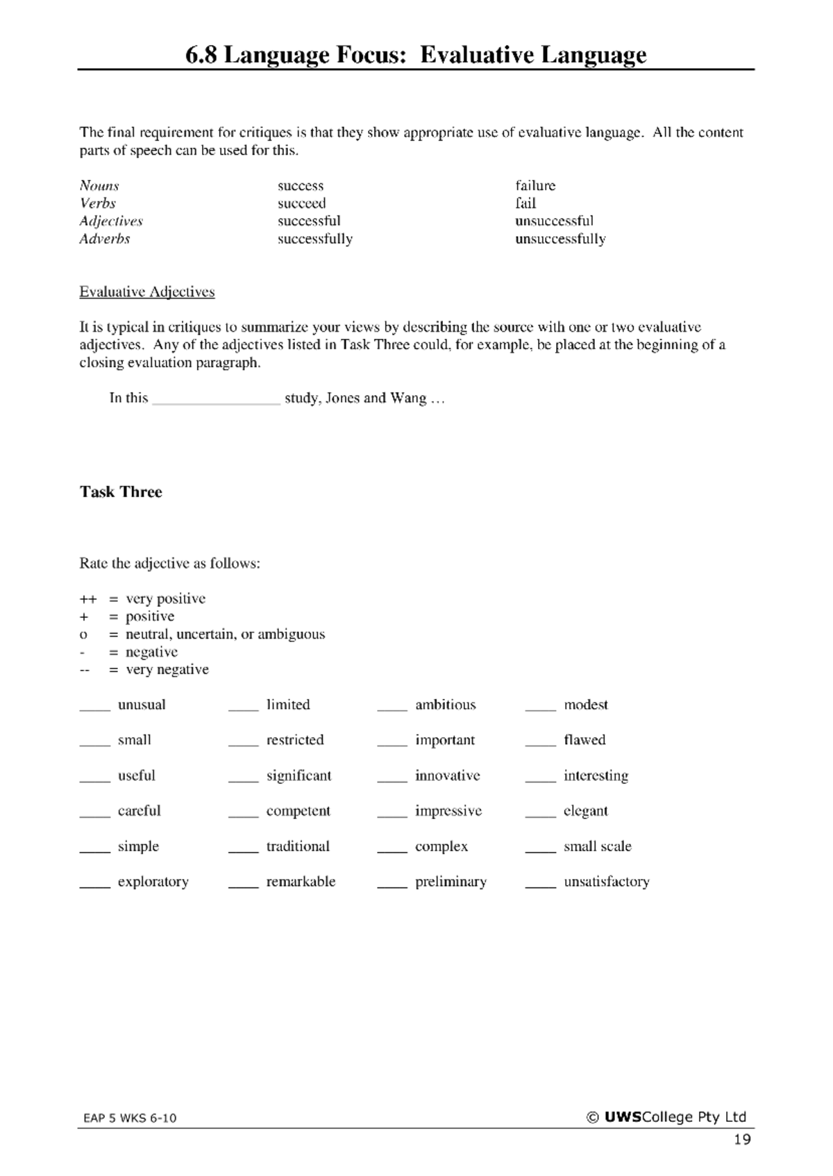 Language Focus Evaluative Language - All the content parts of speech ...