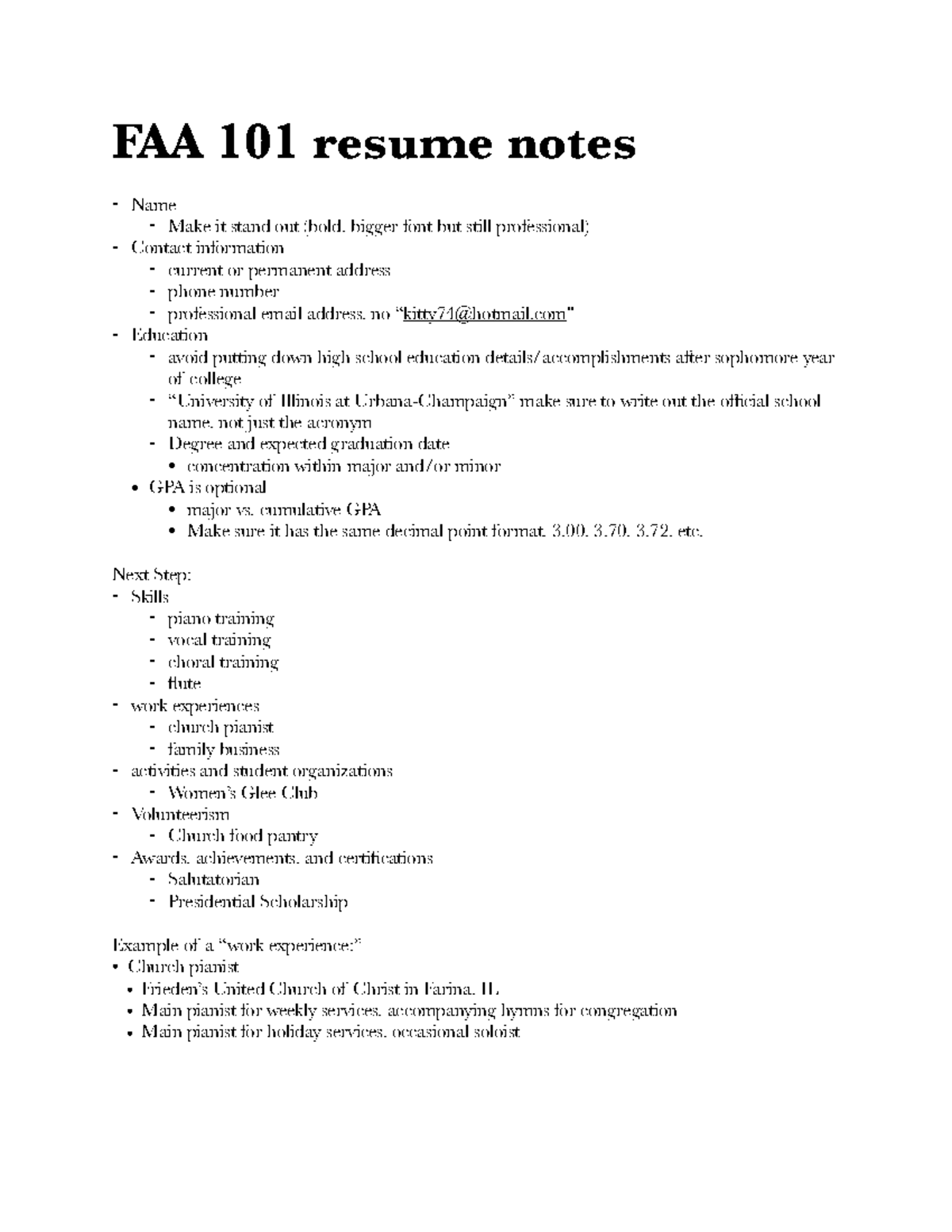 FAA 101 resume notes - FAA 101 resume notes - Name - Make it stand out ...