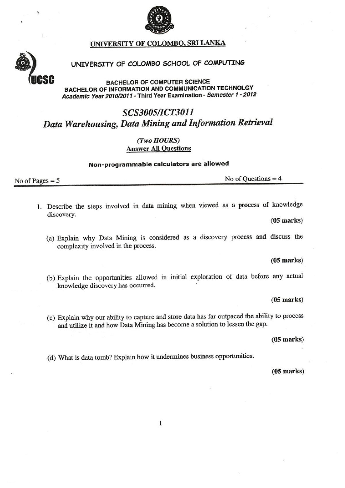 SCS3005-ICT3011-2012 - computer science - Studocu