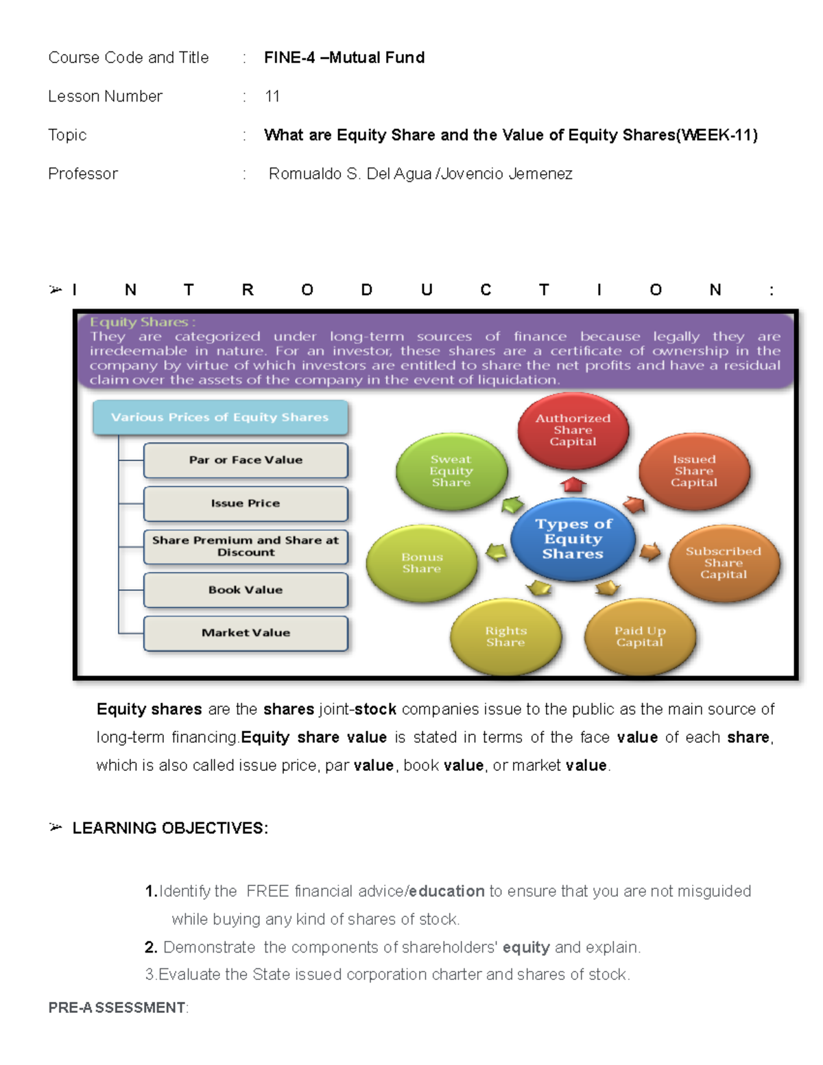 11-Mutual-Fund - 11 mutual fund - Course Code and Title : FINE-4 ...
