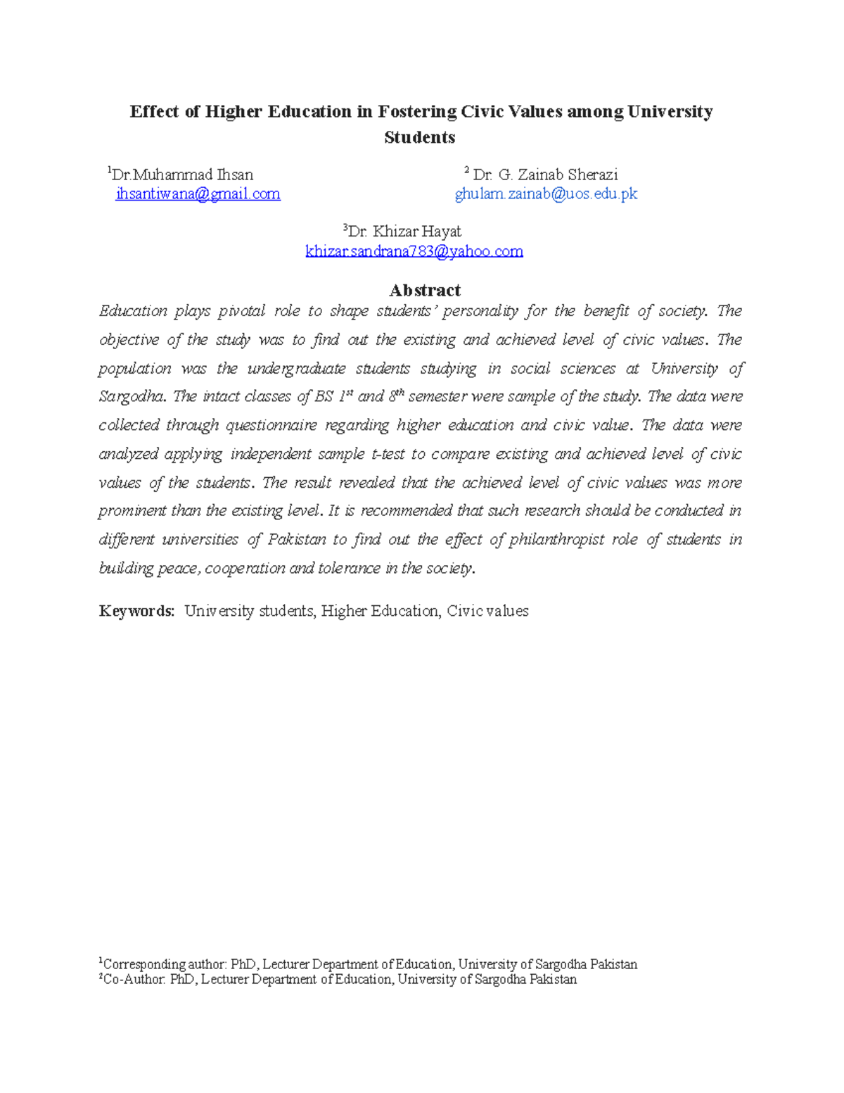 UNtitle 70494297 - Effect of Higher Education in Fostering Civic Values ...