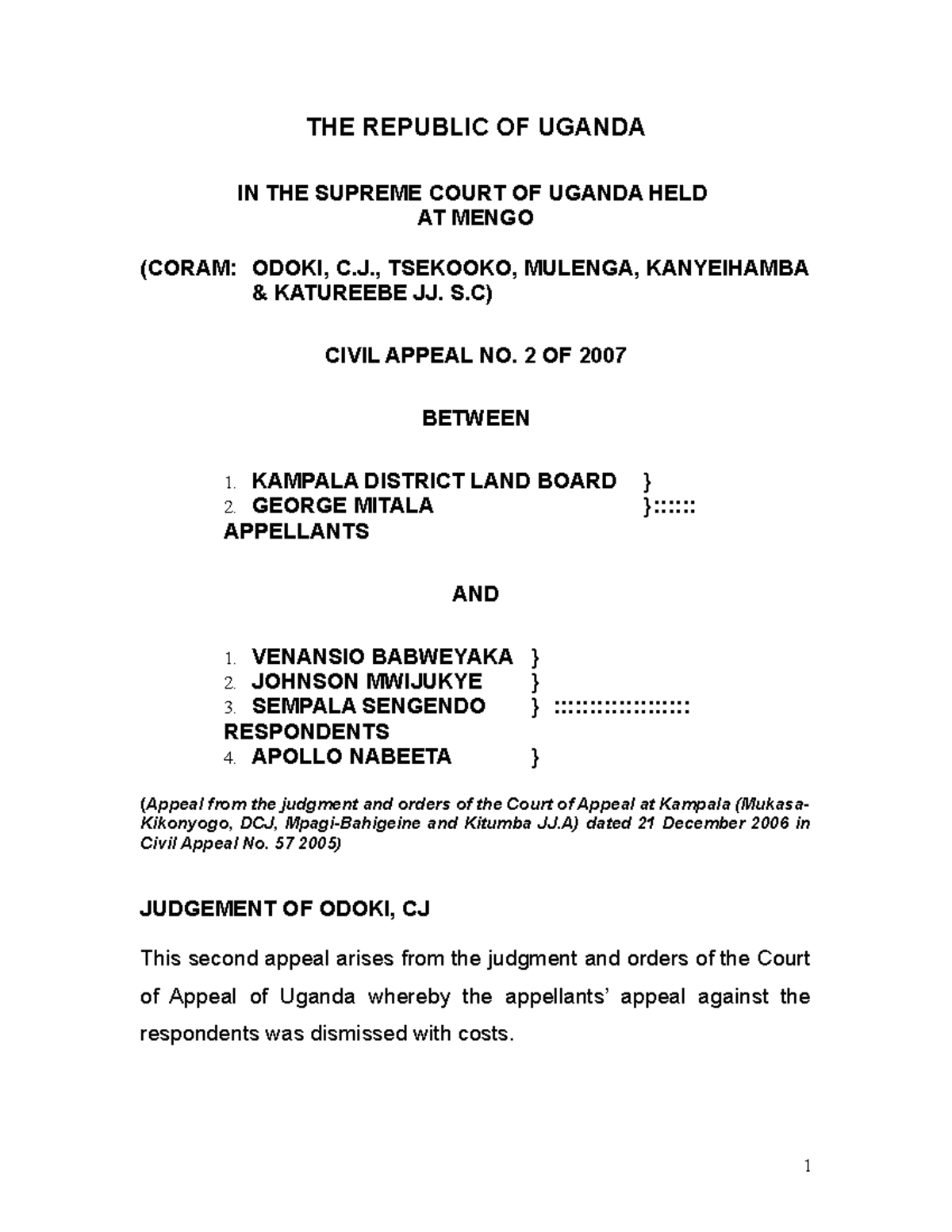 Supreme court 2008 3 - Materal - THE REPUBLIC OF UGANDA IN THE SUPREME ...