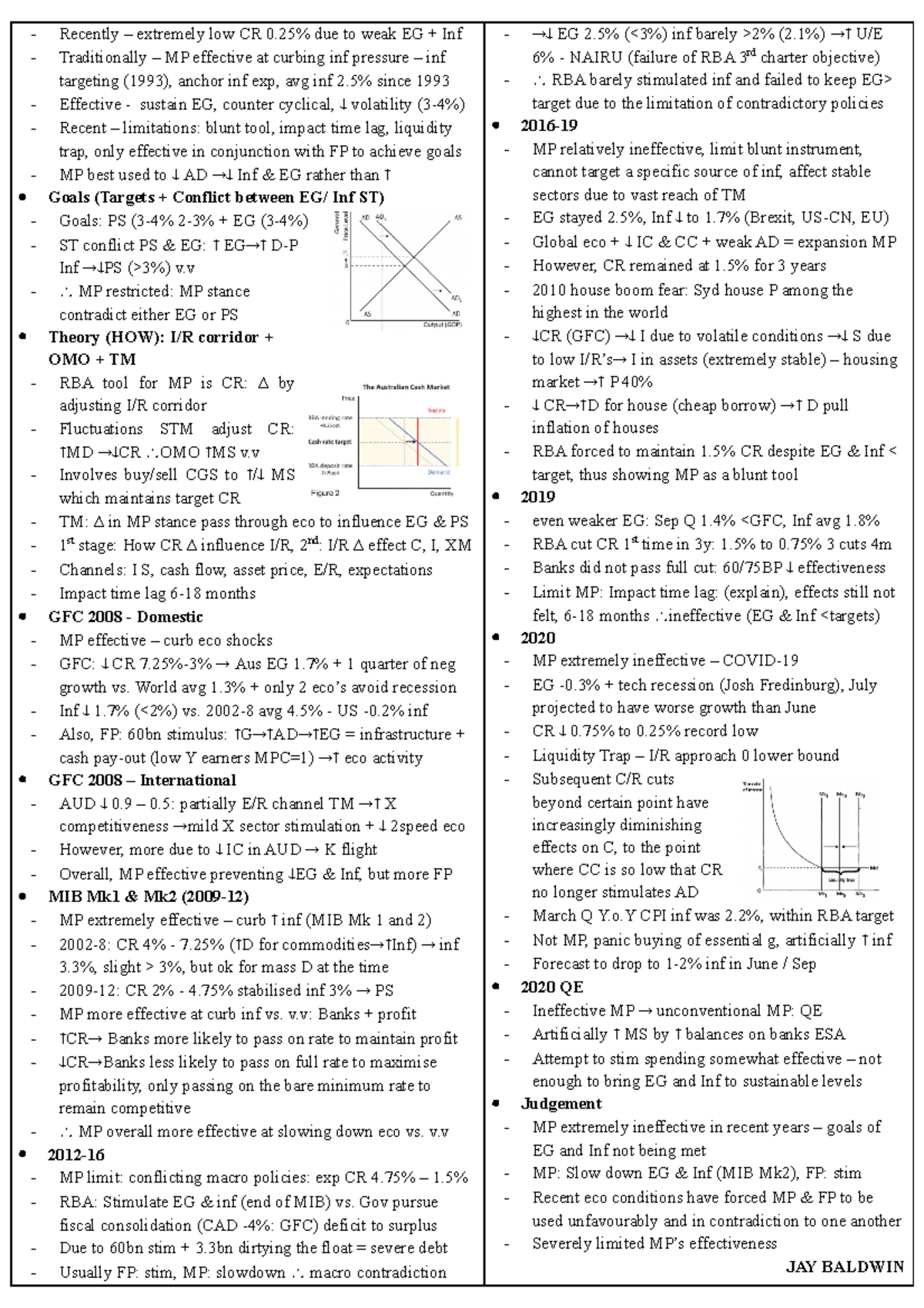 MP, EG, Inflation Cheat Sheet - Recently – extremely low CR 0% due to ...