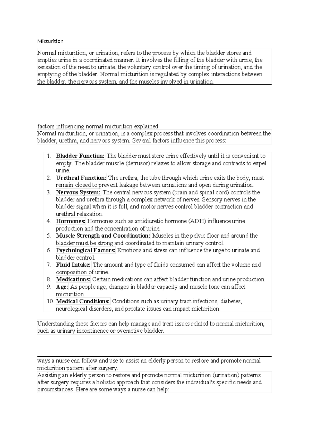 Micturition - Micturition Normal micturition, or urination, refers to ...