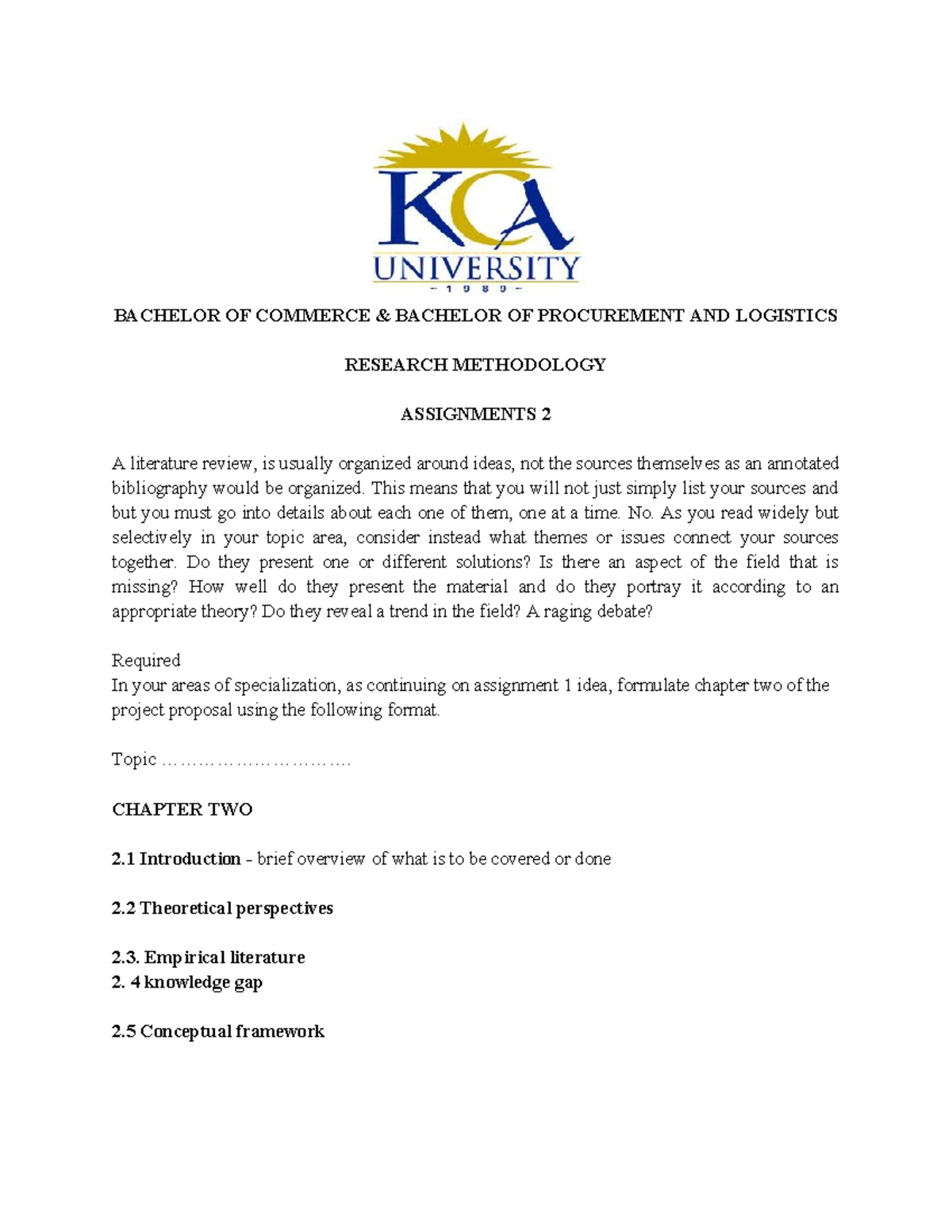 Assignment 2 - BACHELOR OF COMMERCE & BACHELOR OF PROCUREMENT AND ...