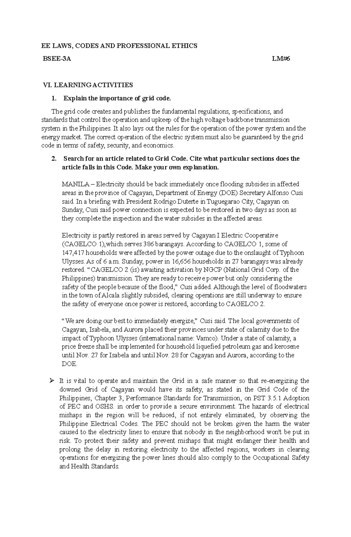 LM6-EE LAWS CODE AND Professional Ethics - EE LAWS, CODES AND ...