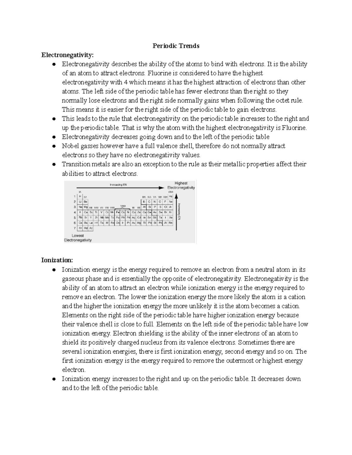 Periodic Trends - report - Periodic Trends Electronegativity ...