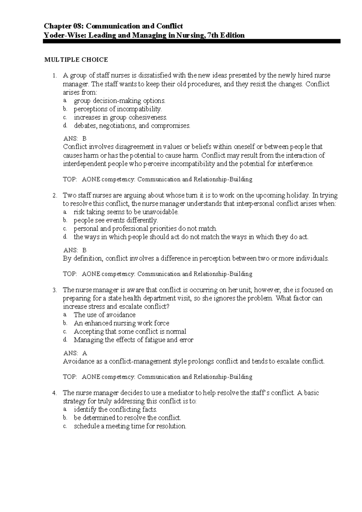 Chapter 08 Communication and Conflict - Chapter 08: Communication and ...