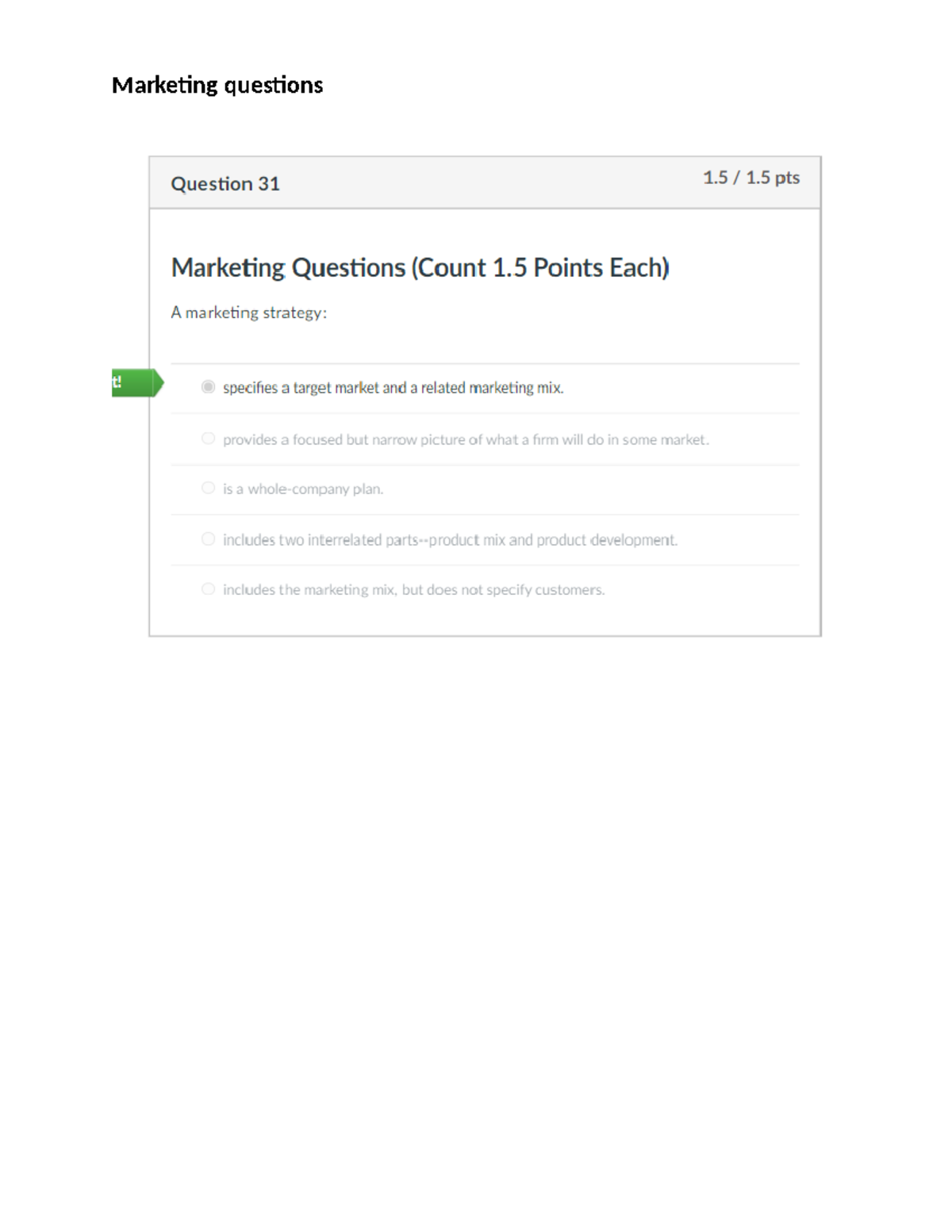 Exam IV Marketing - Notes - INTTEL1 - Marketing questions - Studocu