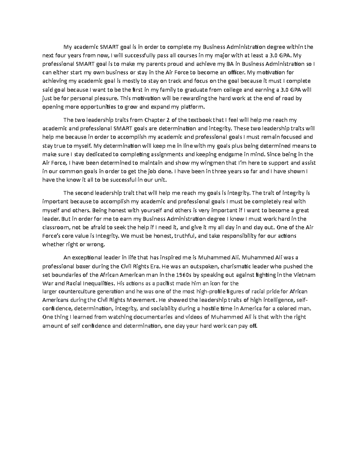 Week 2 Assignment - n/a - My academic SMART goal is in order to ...