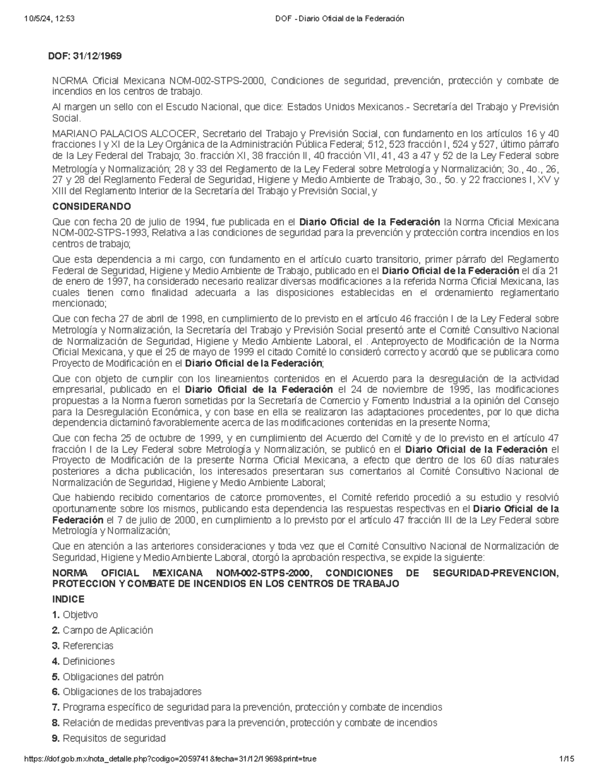 NOM 002 STPS 2000 ejemplo - DOF: 31/12/ NORMA Oficial Mexicana NOM-002 ...