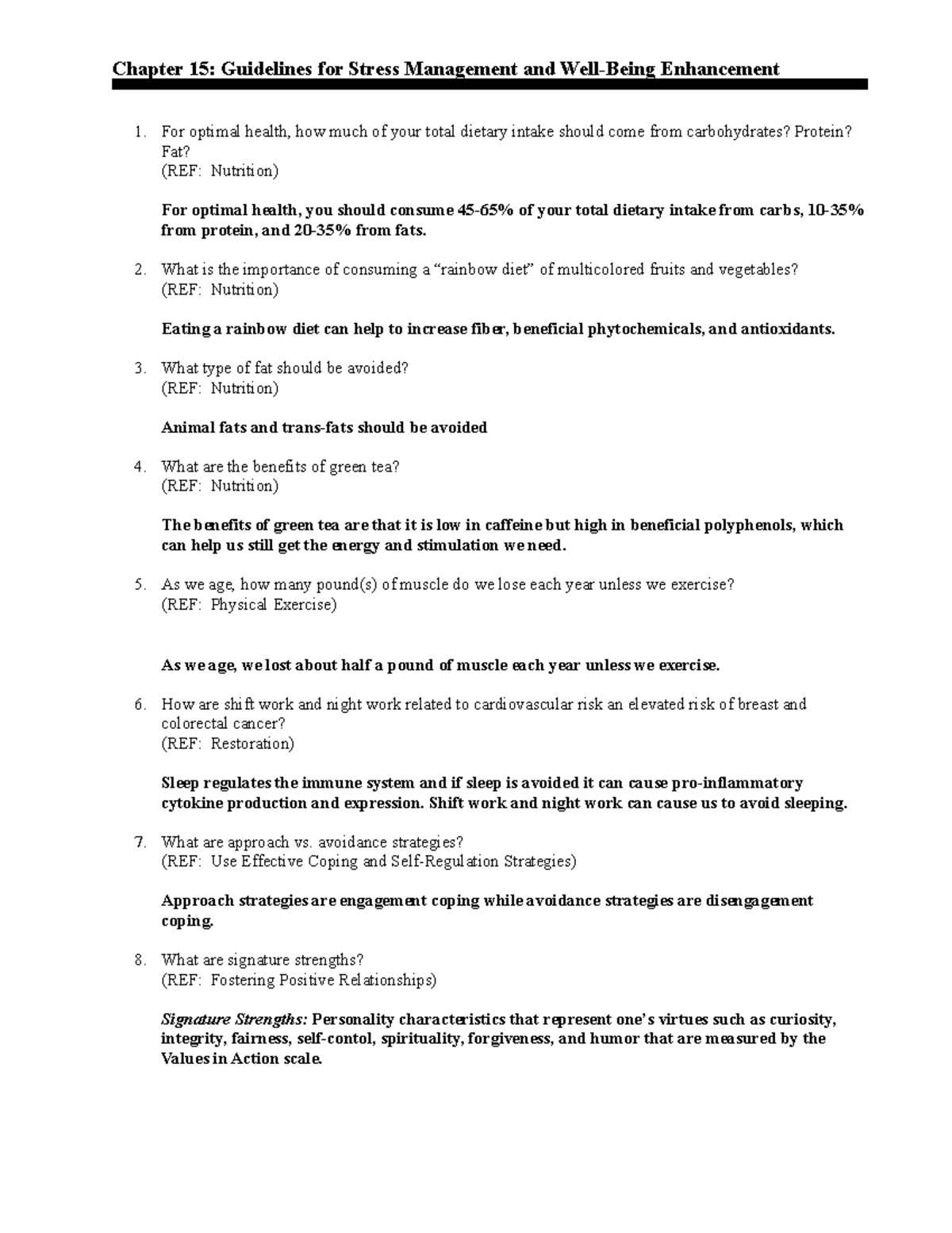 Filled PSY 459 Stress Chapter 15 Study Guide - Chapter 15: Guidelines for Stress Management and ...