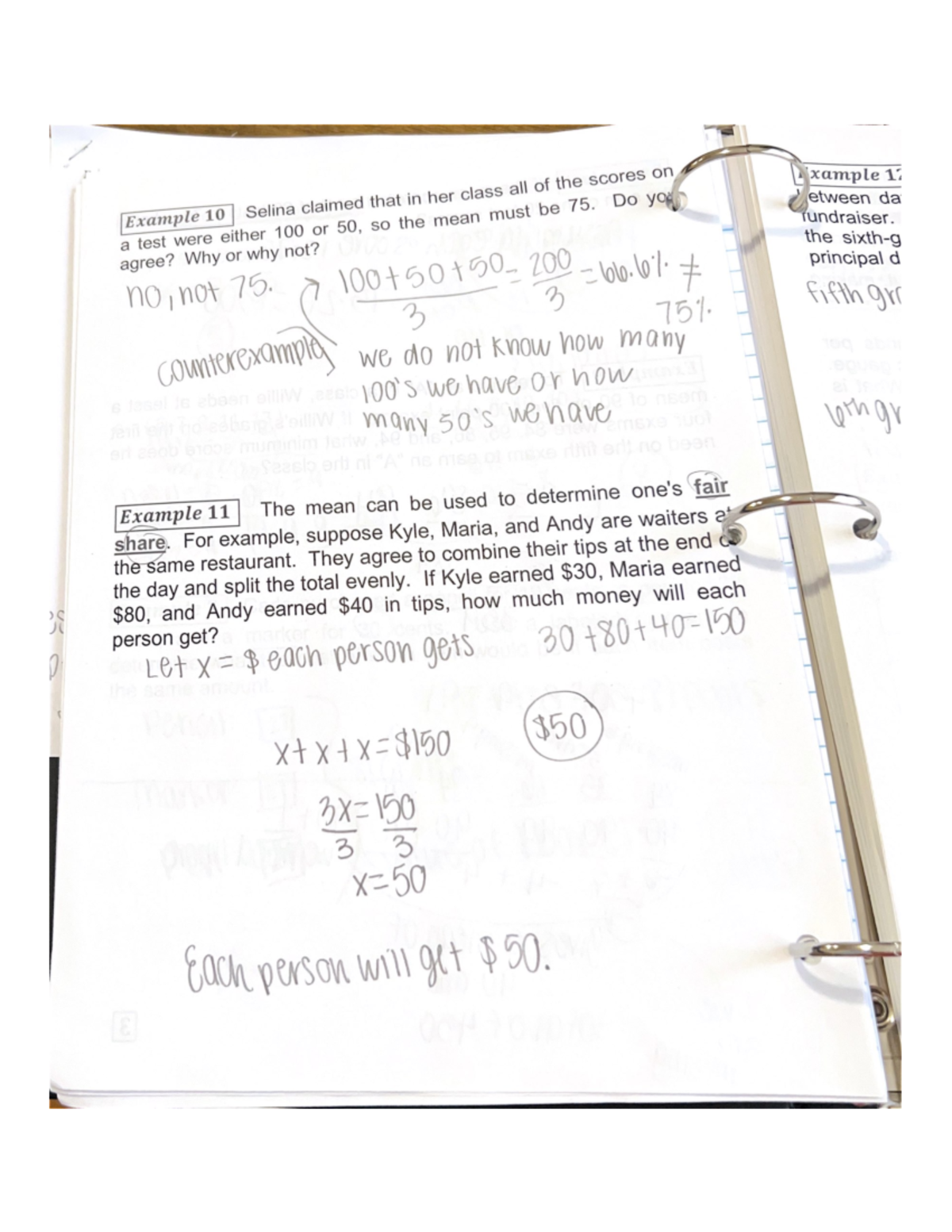 [Example 10 Selina claimed that in her class all of the scores on ...