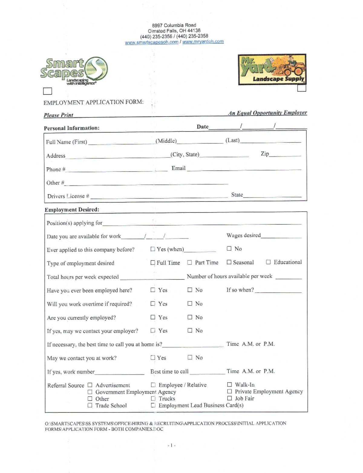 Application for Hire - both companies - complete packet 2020 - b80 ...