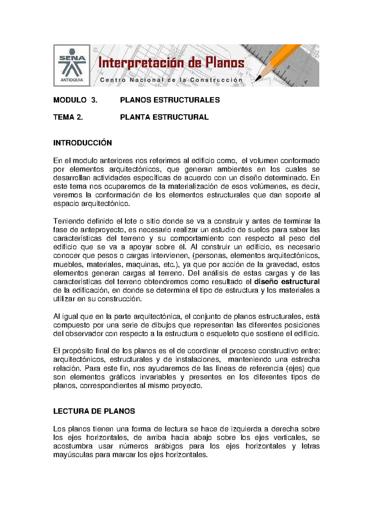 Planos Estructurales Planta Estructura - MODULO 3. PLANOS ESTRUCTURALES ...
