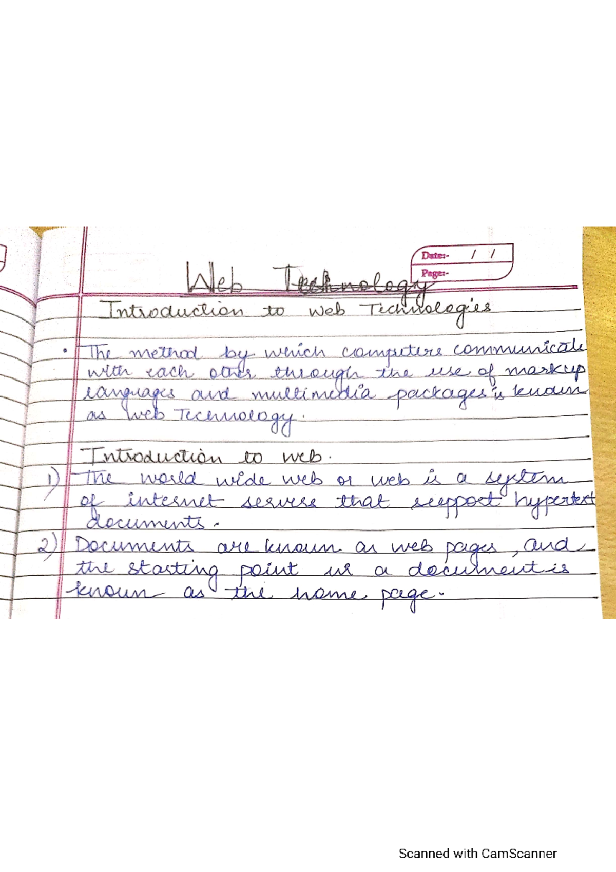 Unit 1 part 1 web technology - Btech CSE 3rd year Web Technology - Studocu