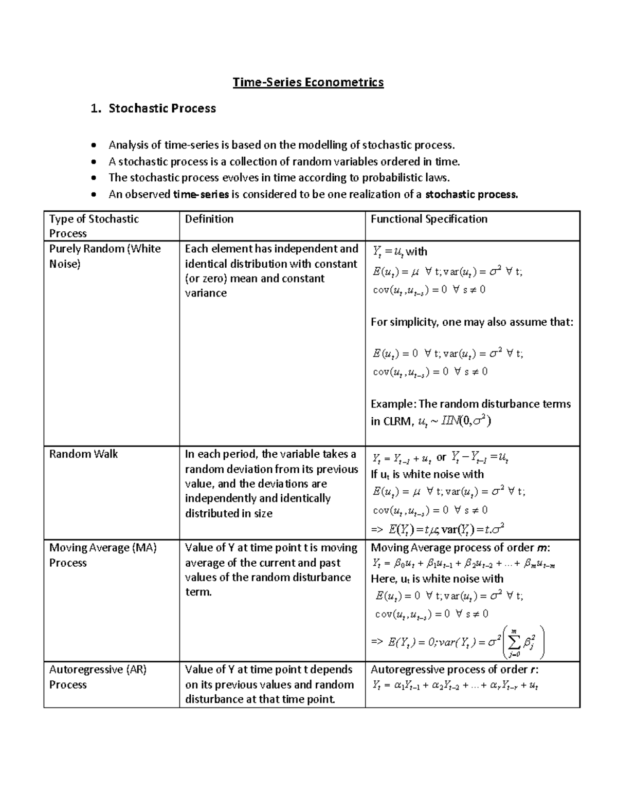 Time Series Analysis None Time Series Econometrics Stochastic