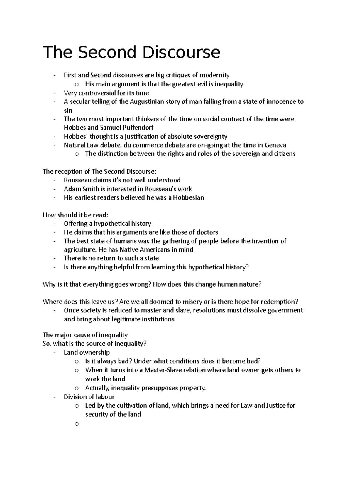 The Second Discourse - rousseau - The Second Discourse First and Second ...