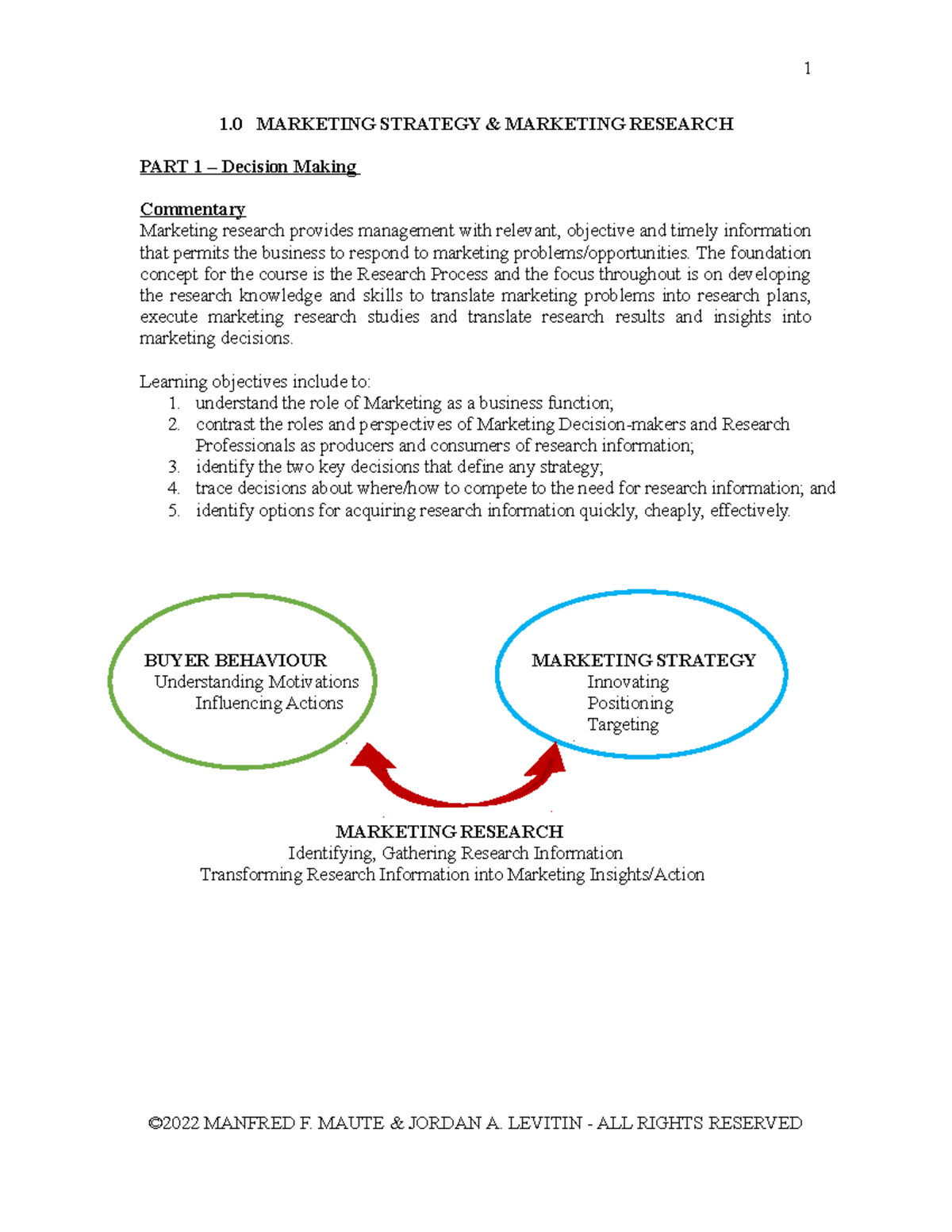 01 Marketing Strategy and MR F22 - 1 MARKETING STRATEGY & MARKETING ...