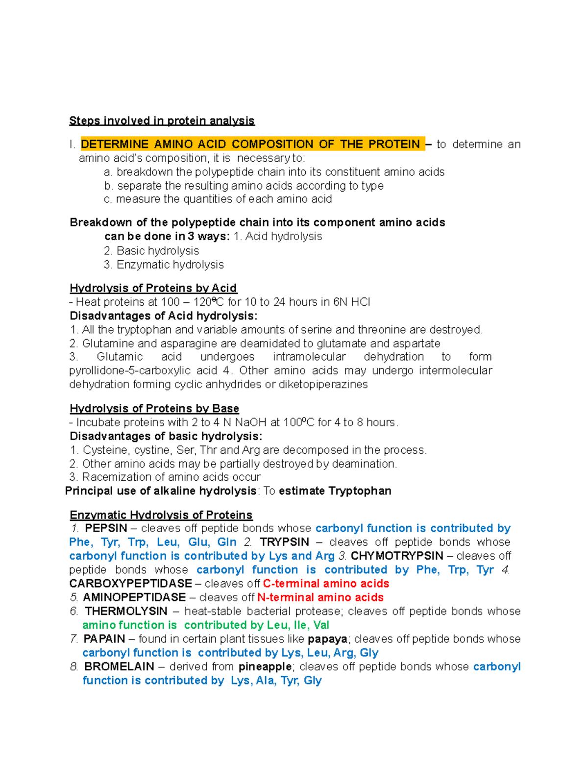 Steps involved in protein analysis - DETERMINE AMINO ACID COMPOSITION ...