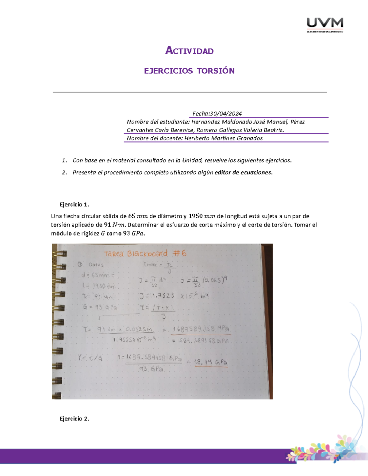 A6 Ejercicios.docx - Actividad 6 de la materia, ejercicios resueltos. - ACTIVIDAD EJERCICIOS ...