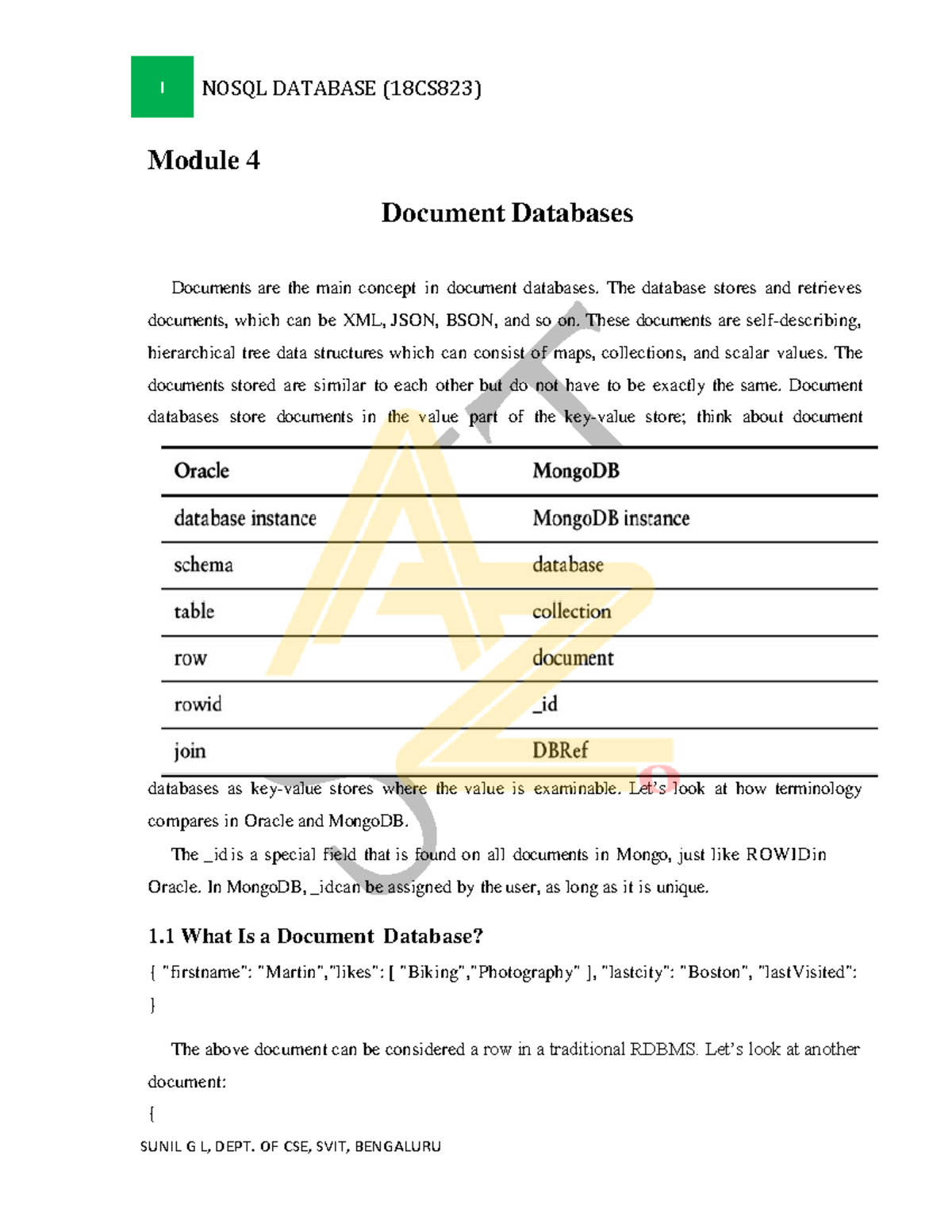 Nosql Mod4@Az Documents - Module 4 Document Databases Documents are the ...