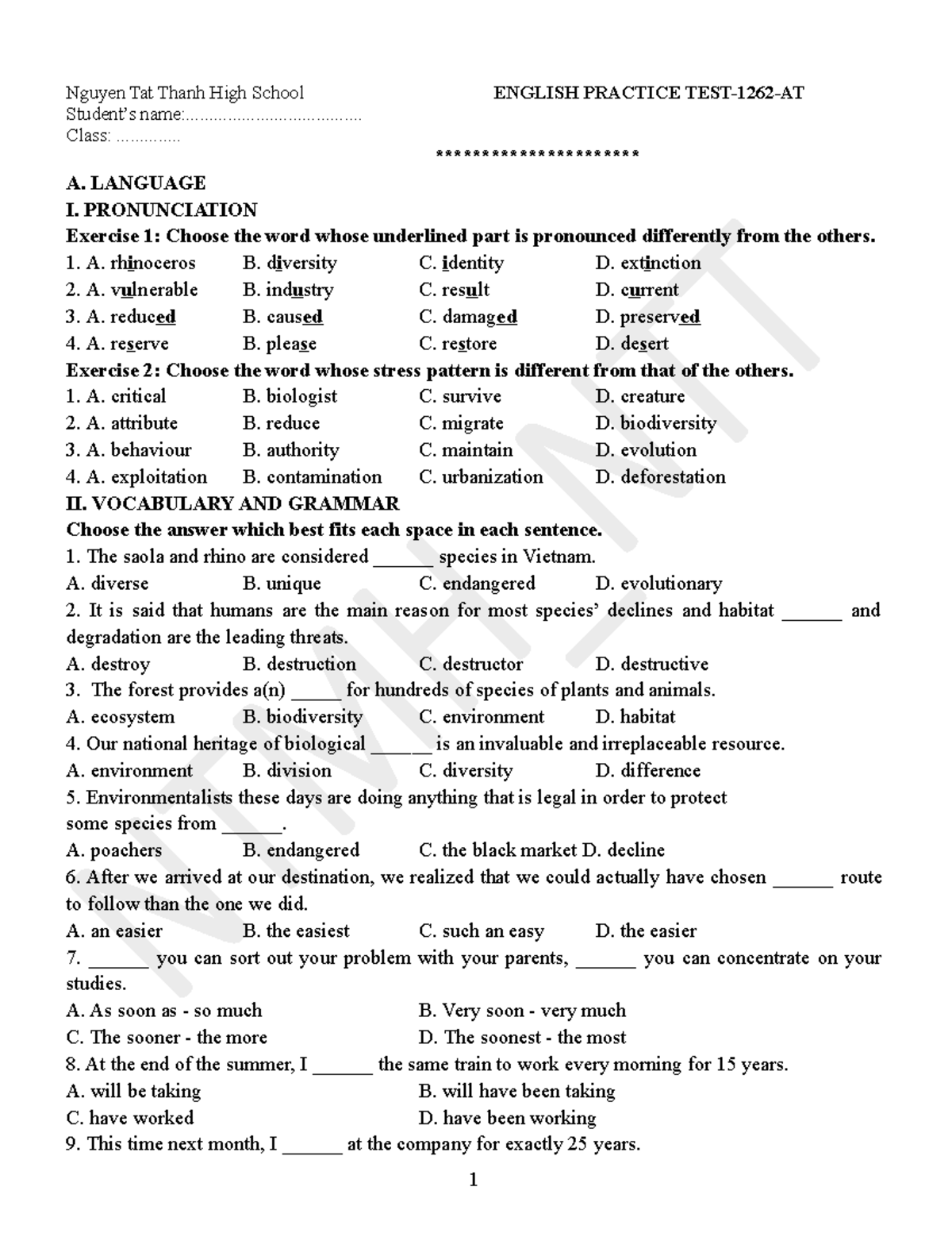 12TTAT - U6-2 - practice - Nguyen Tat Thanh High School ENGLISH ...