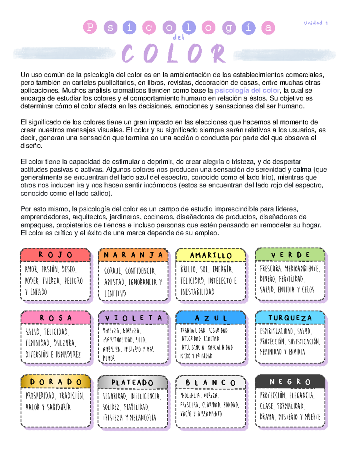 Psicología del color - P s i c o l o g í a Un uso común de la ...