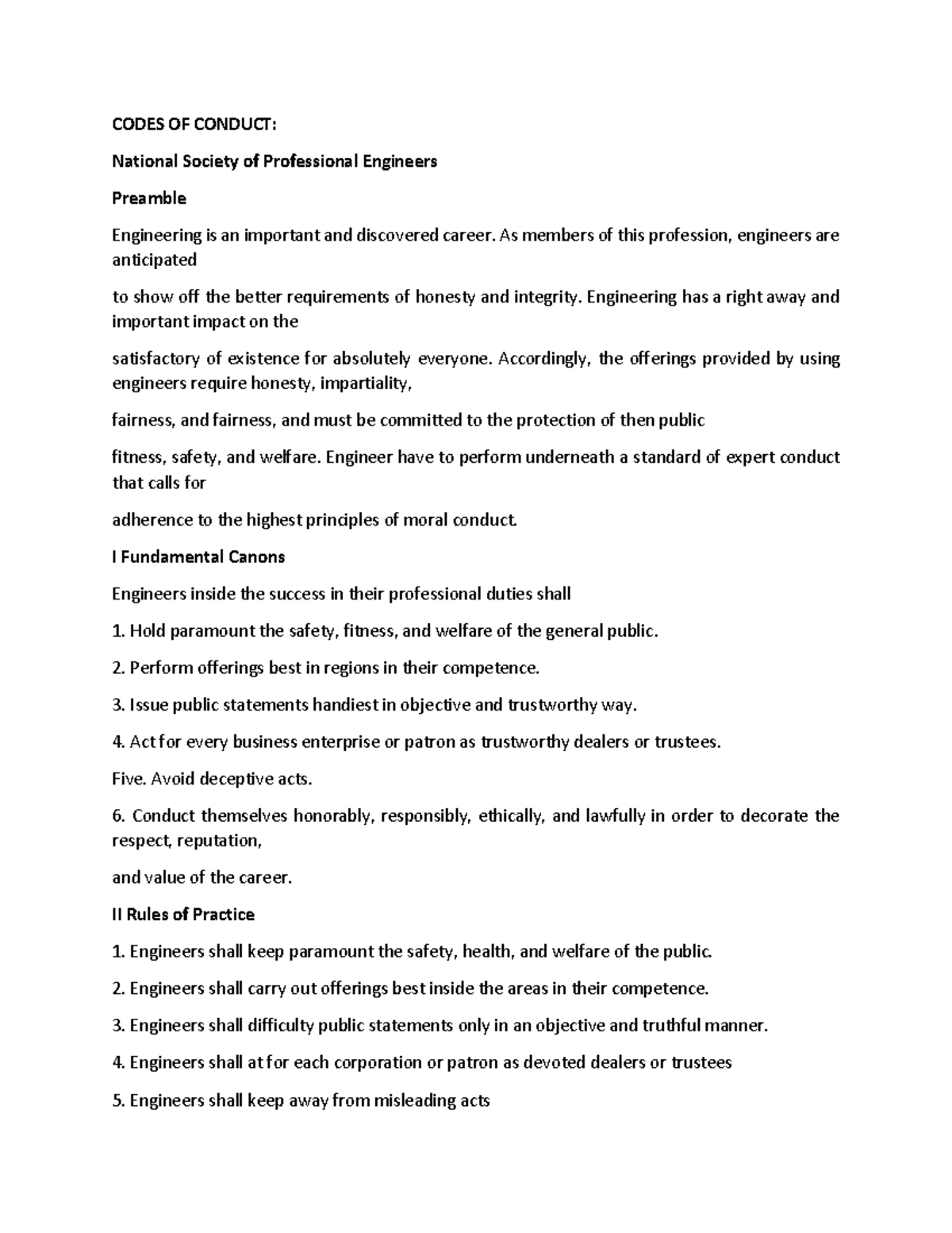 Professional Ethics Module 5 PART 7 - CODES OF CONDUCT: National ...