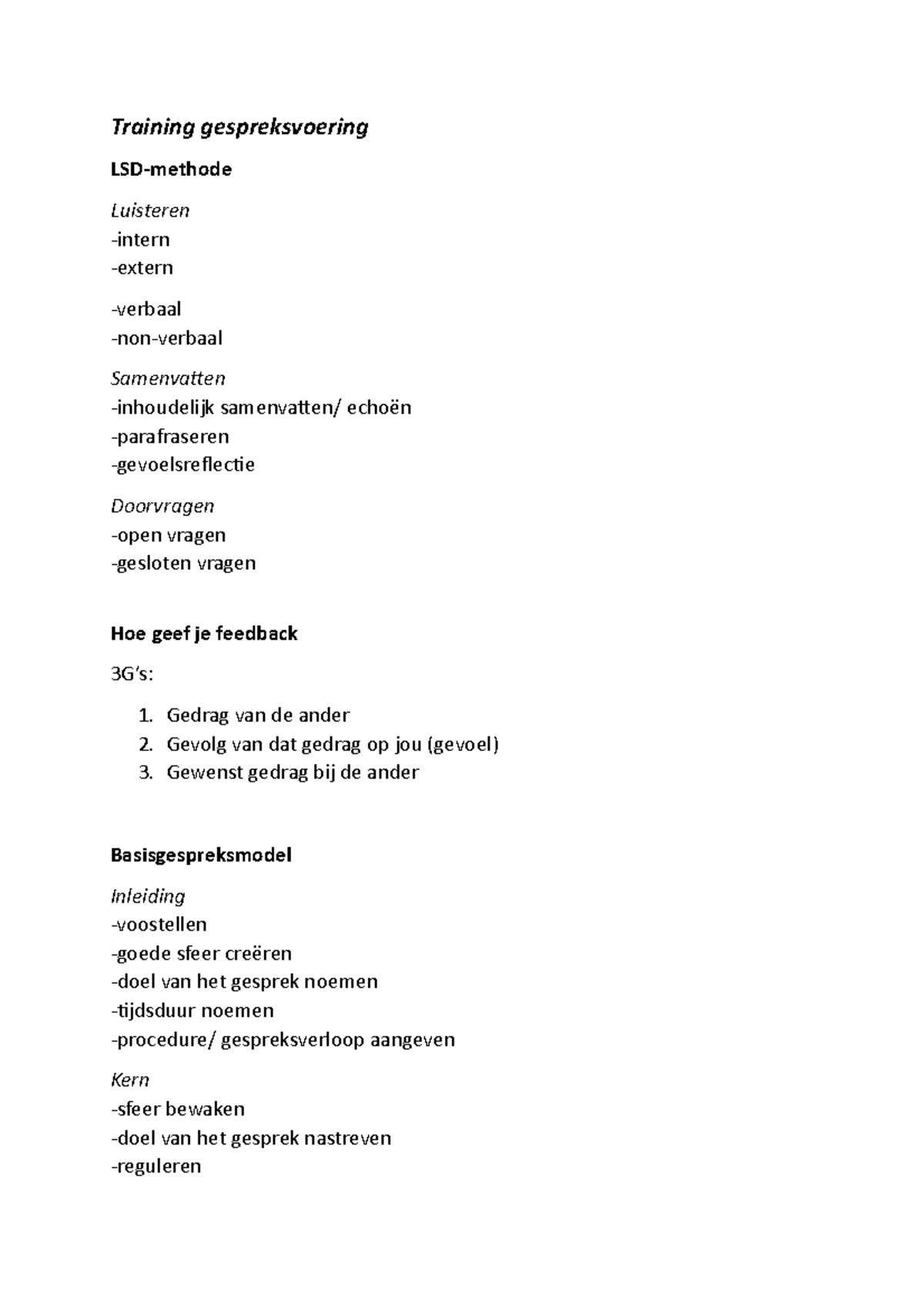 Training gespreksvoering - Training gespreksvoering LSD-methode ...