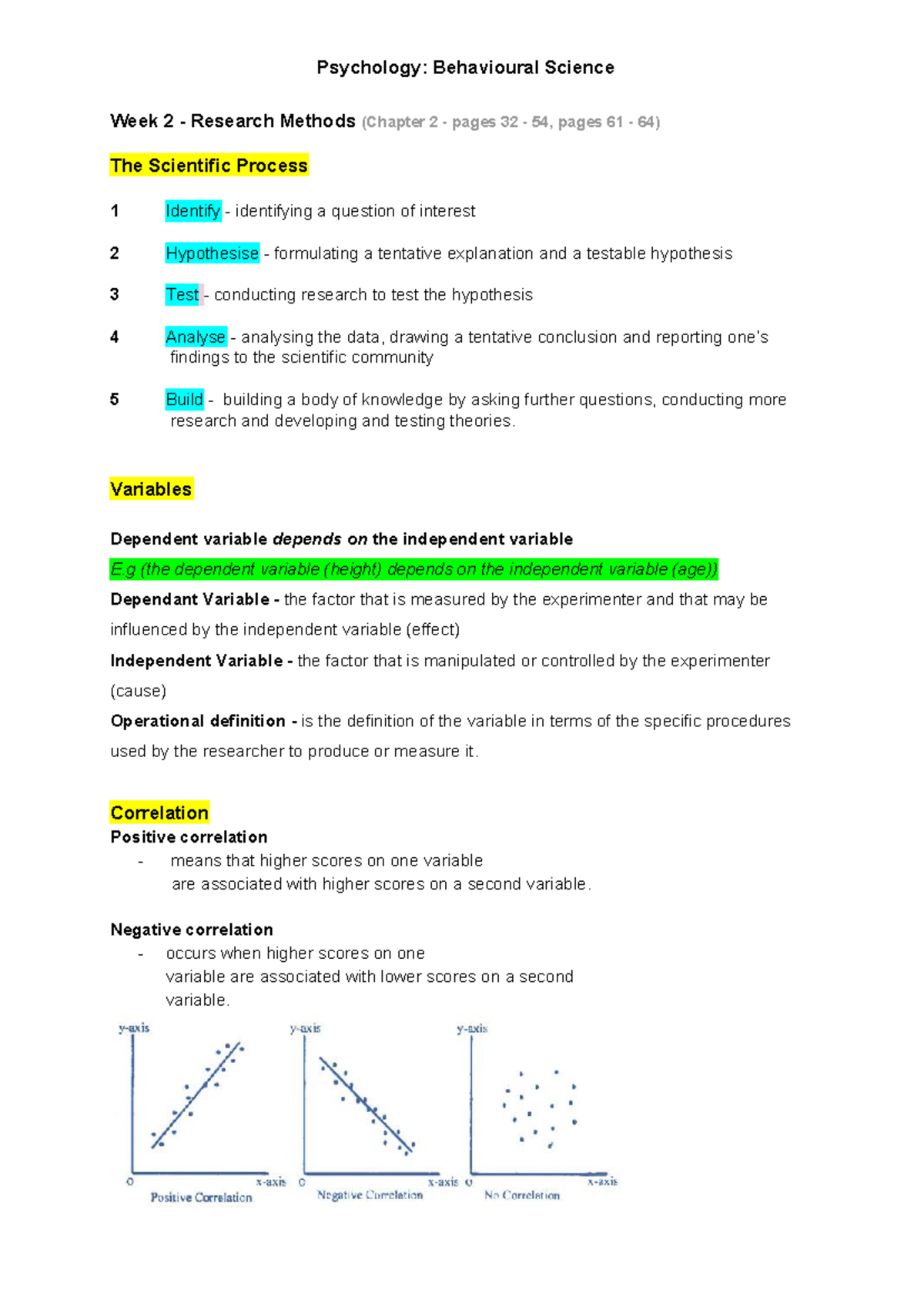 Behavioural Science notes - Psychology: Behavioural Science Week 2 ...