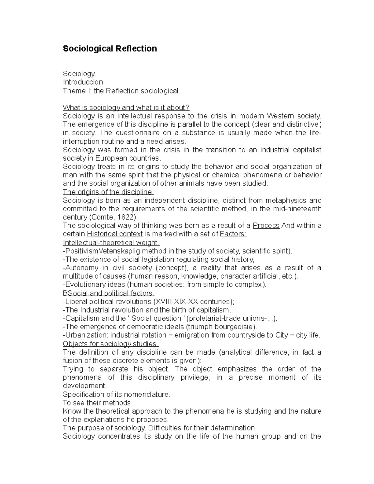 Sociological Reflection - Sociological Reflection Sociology ...