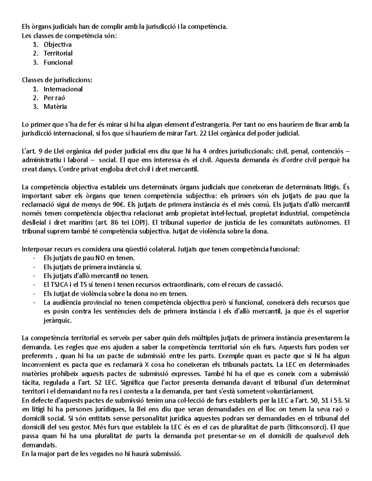 Apunts per a la part pràctica de l'assignatura Processal Civil I - Els òrgans judicials han de ...