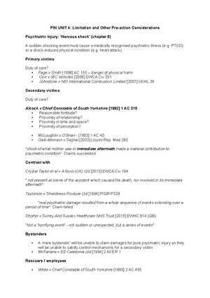 Personal injury unit 1 - PERSONAL INJURY AND CLINICAL NEGLIGENCE LAW ...