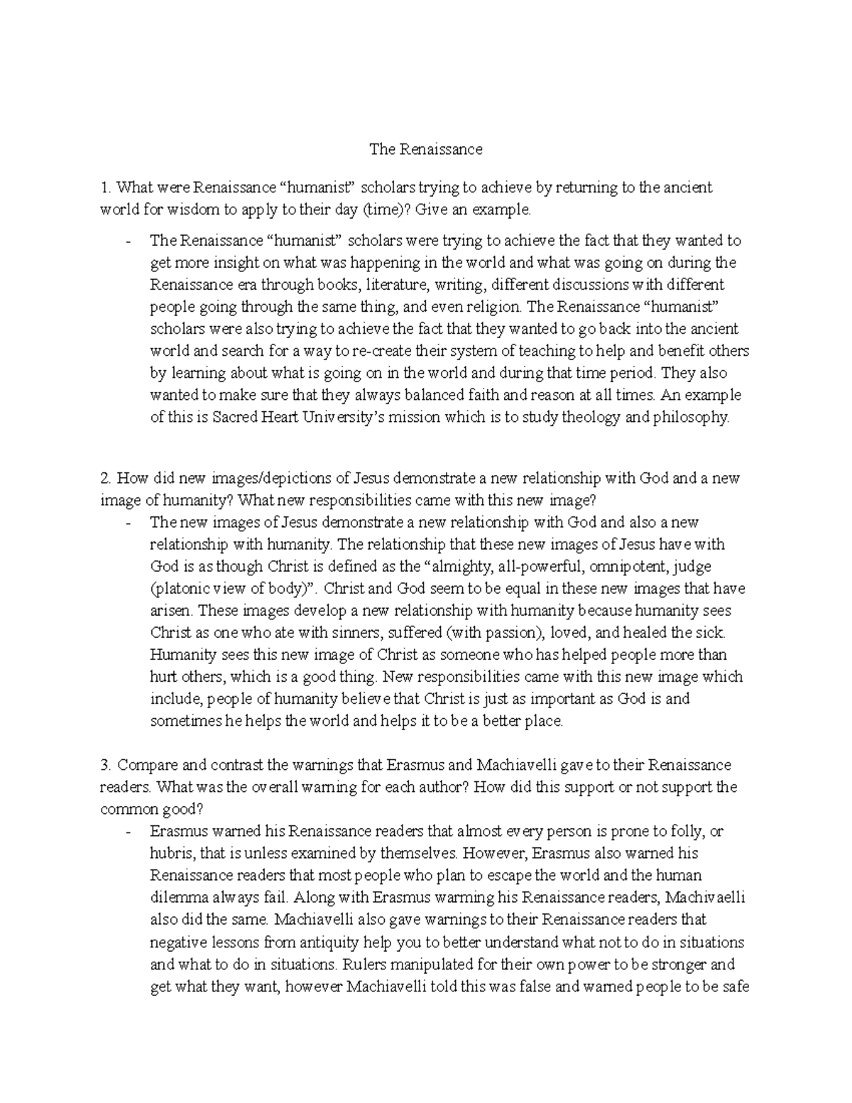 The Renaissance Notes - The Renaissance What were Renaissance “humanist ...