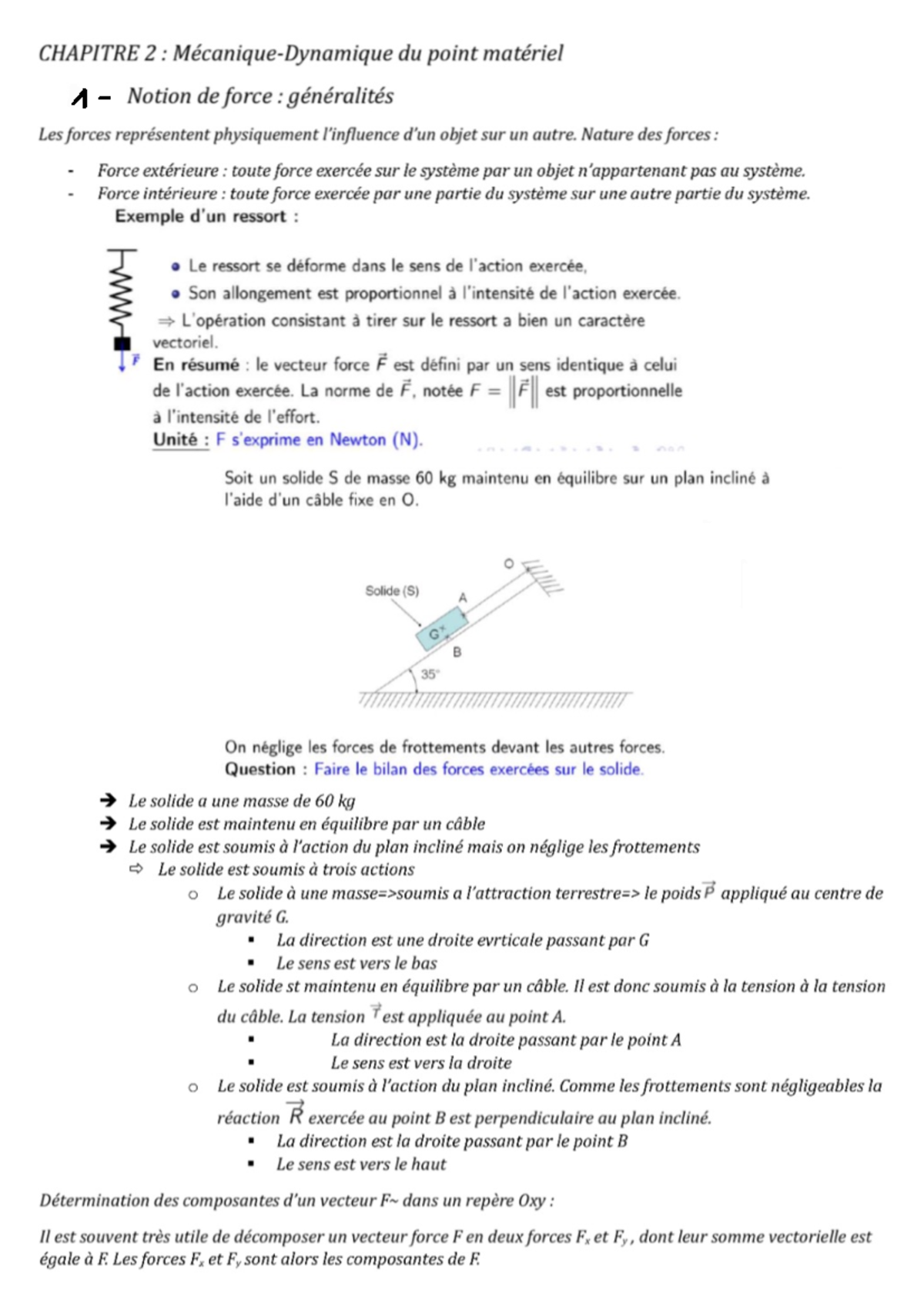 Chap 2 Outils Physique Mécanique Dynamique Du Point Matériel - CHAPITRE ...