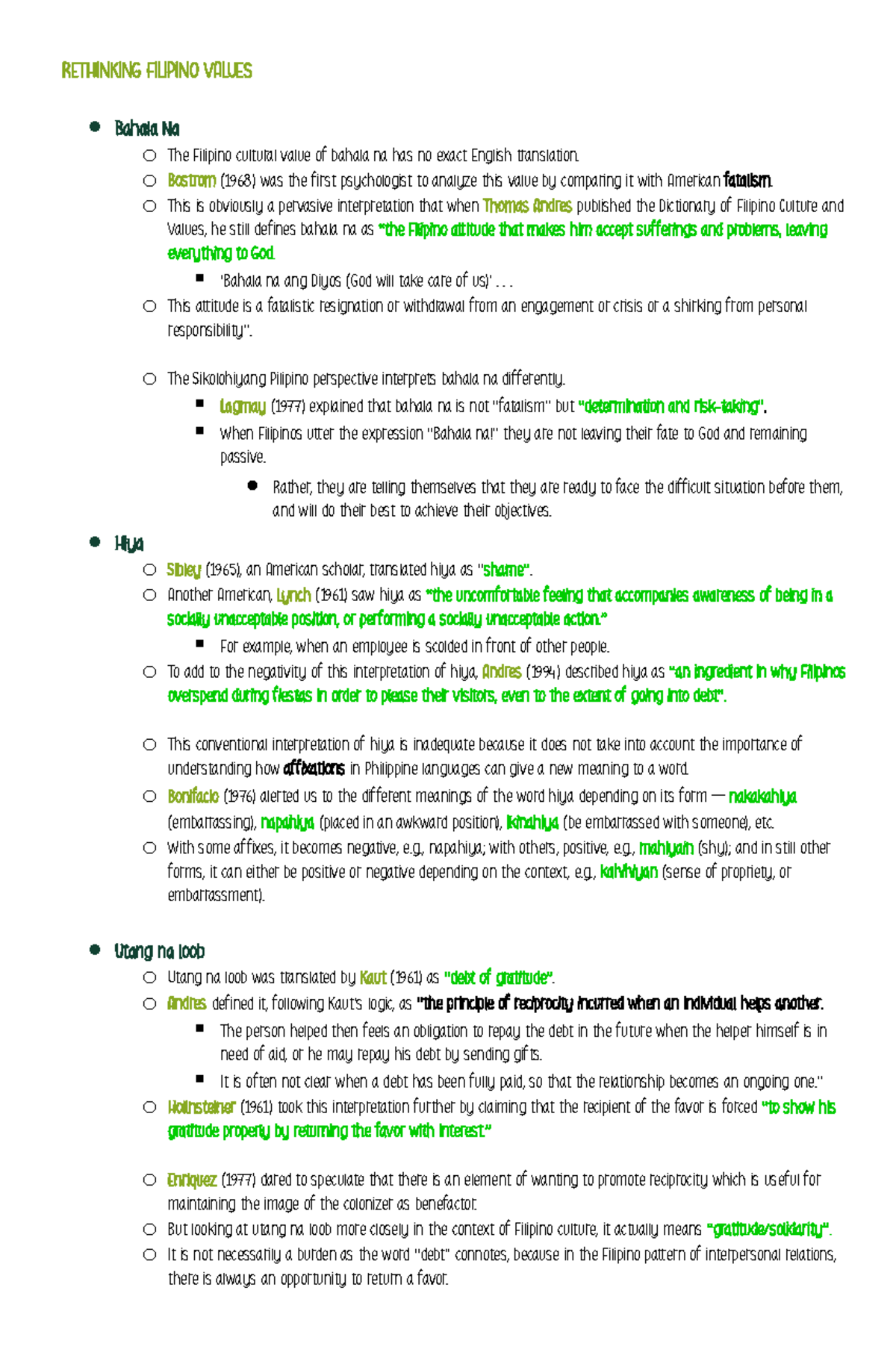 Filpsy (lesson 3) - RETHINKING FILIPINO VALUES • Bahala Na o The ...