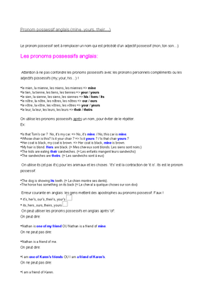 Fiche anglais - Notes de cours Vocabulaire (+ conjugaison, orthographe ...