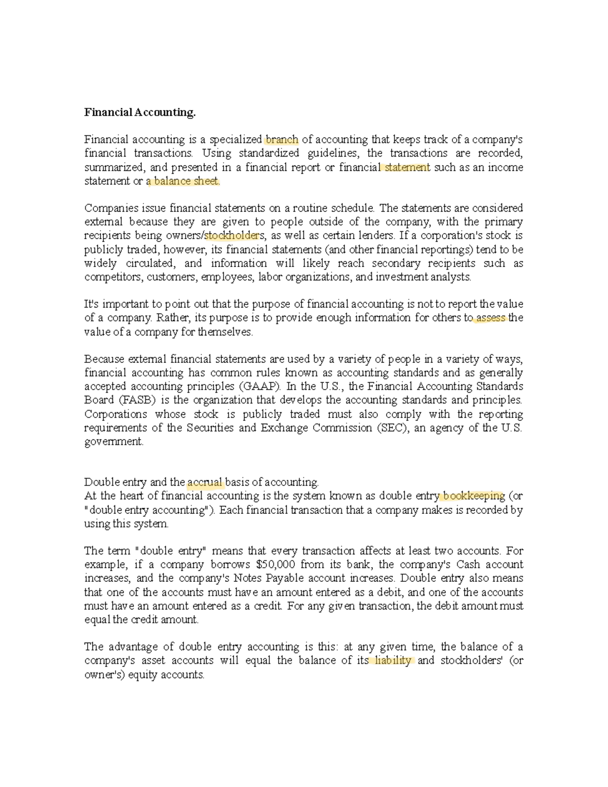 Financial Accounting Reading - Financial Accounting. Financial ...