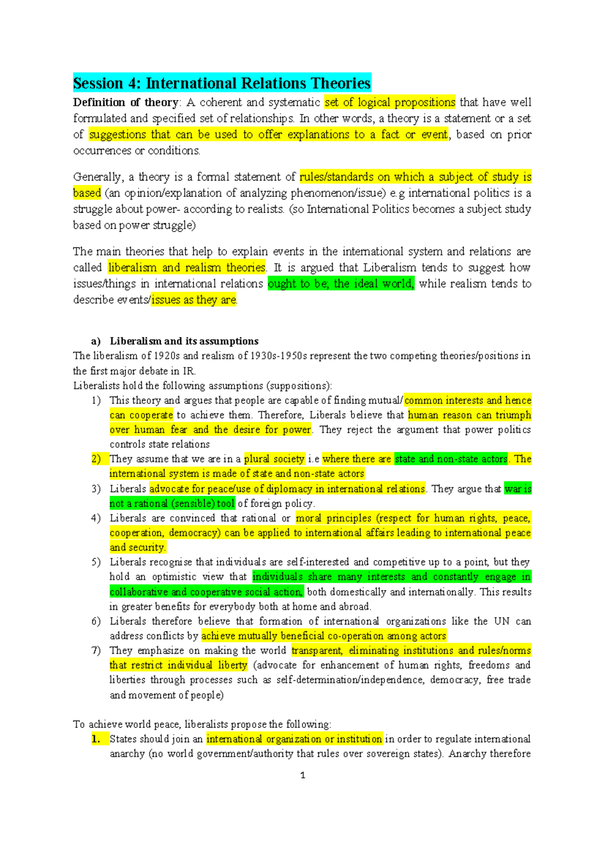 Session 4 Classical IR theories 2021 - Session 4: International ...