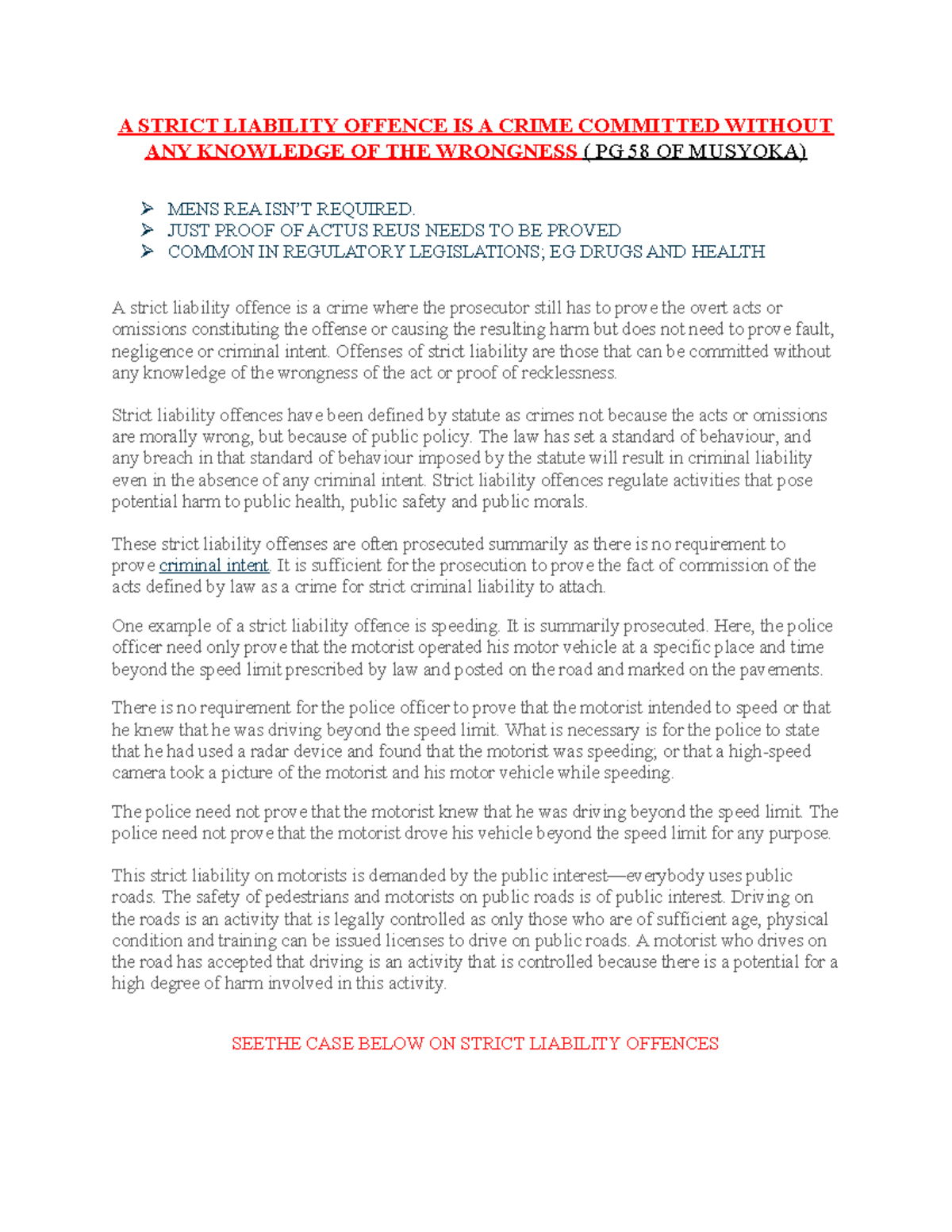 Strict Liability Offences - A STRICT LIABILITY OFFENCE IS A CRIME ...