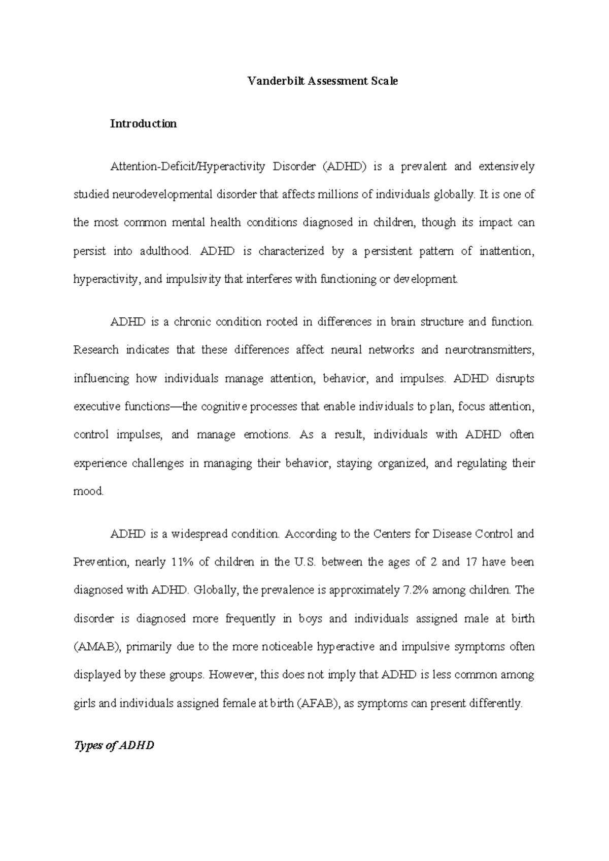 Vanderbiltassessmentscale - Vanderbilt Assessment Scale Introduction ...