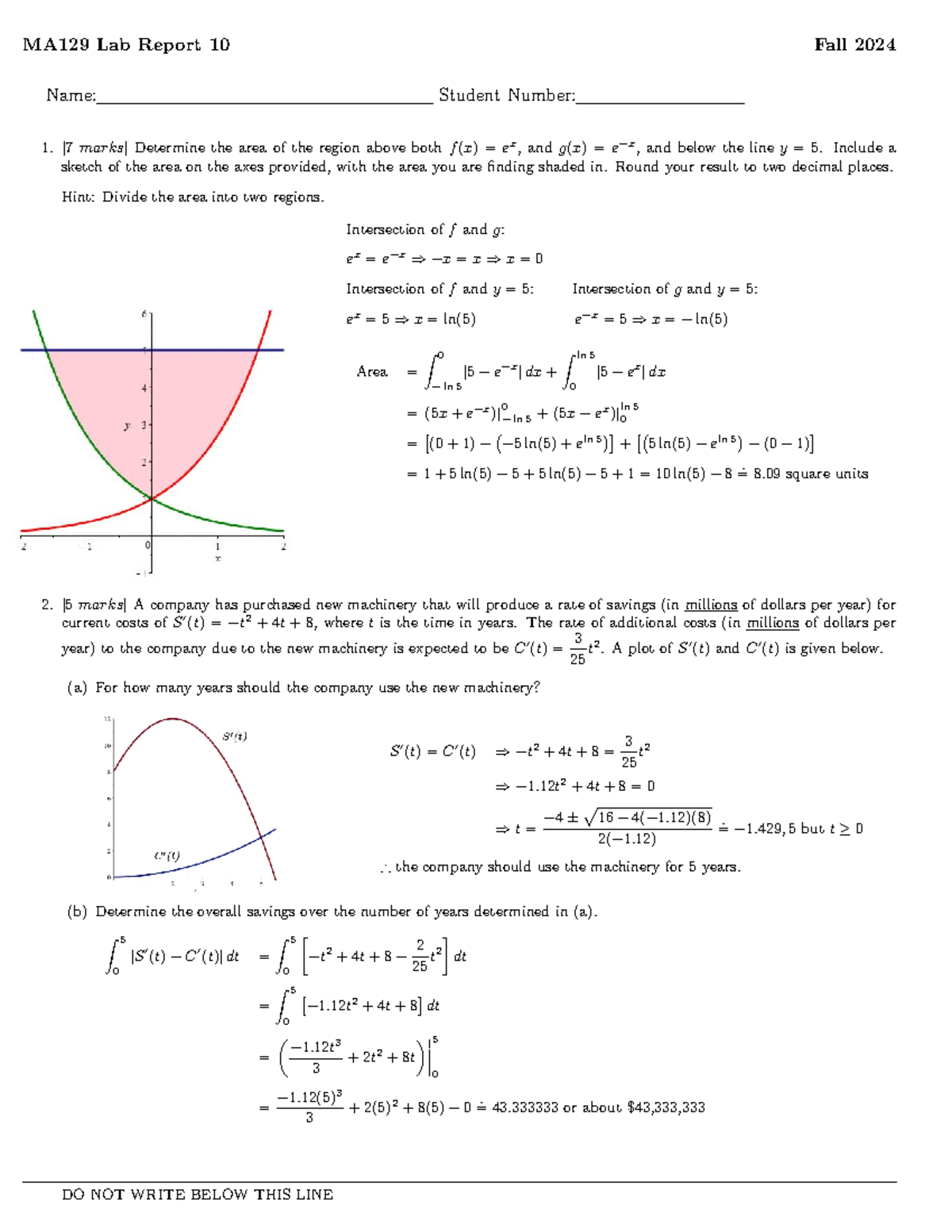 Calc Test - Calc Test - MA129 Lab Report 10 Fall 2024 Name: Student ...