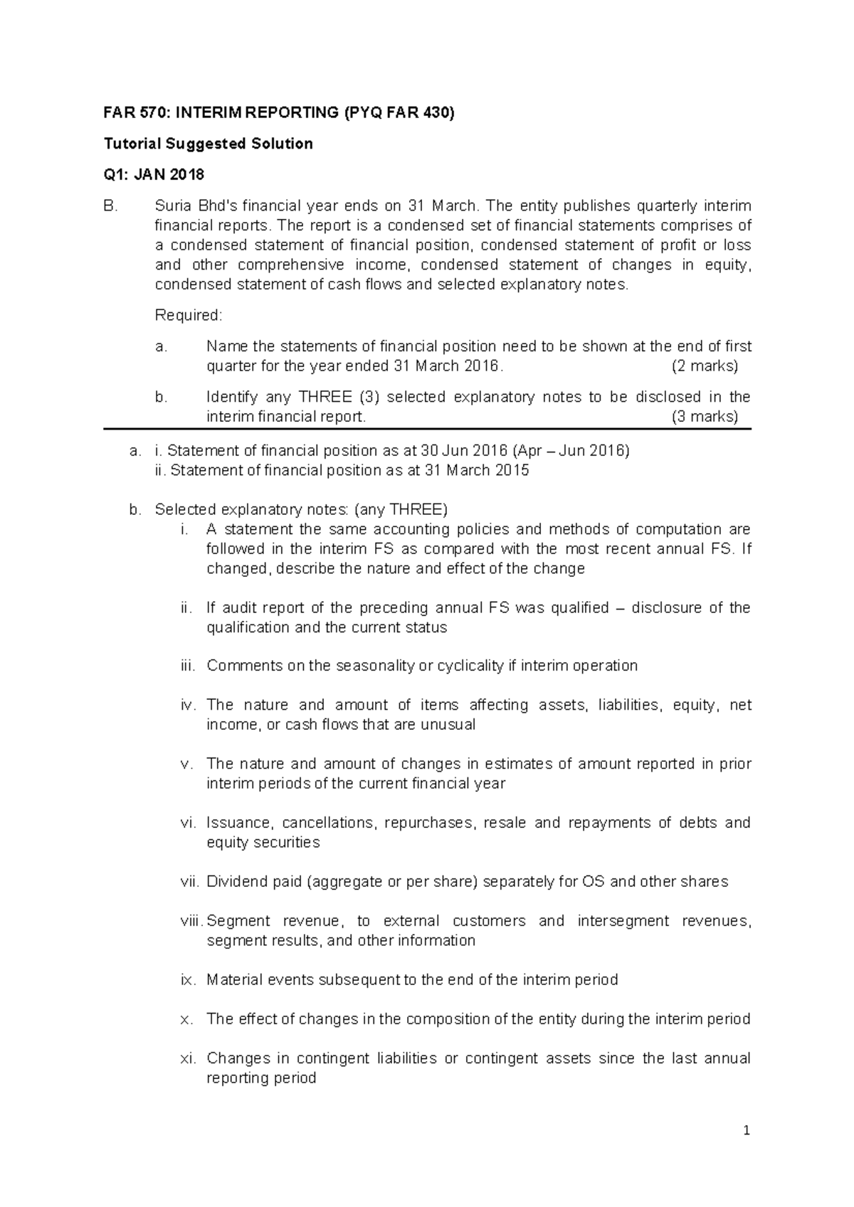 ANS Interim Reporting - FAR 570: INTERIM REPORTING (PYQ FAR 430 ...